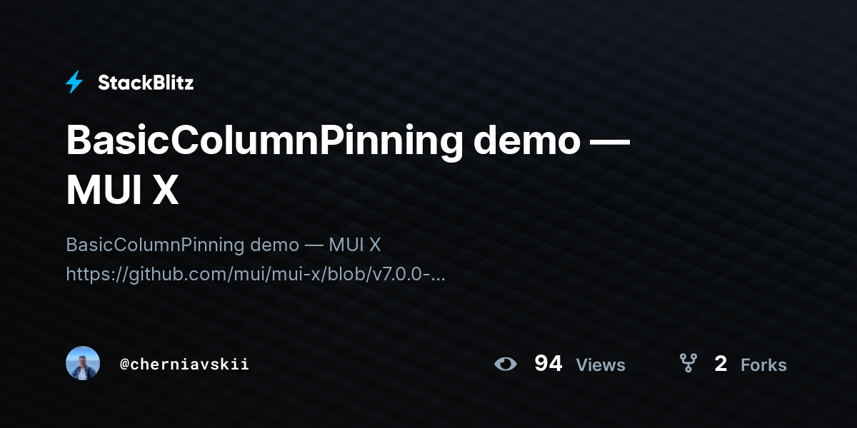 BasicColumnPinning demo — MUI X - StackBlitz