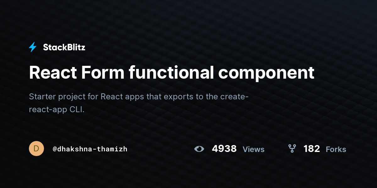 React Form functional component - StackBlitz