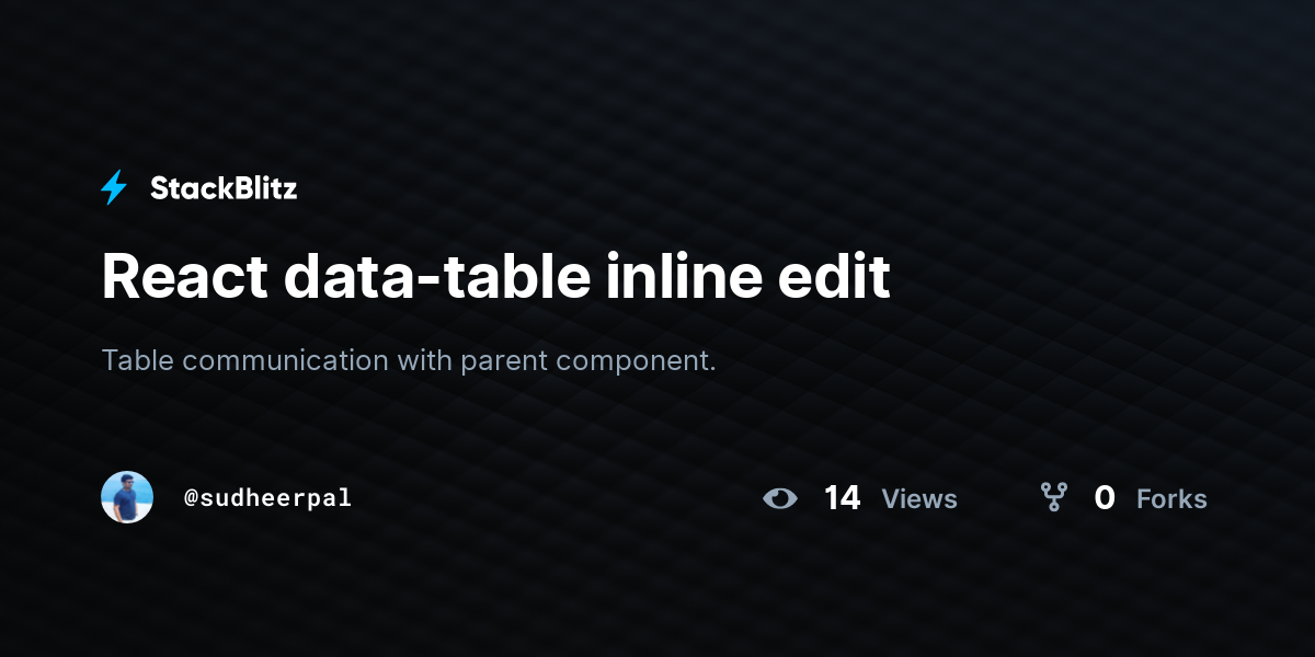 React data-table inline edit - StackBlitz