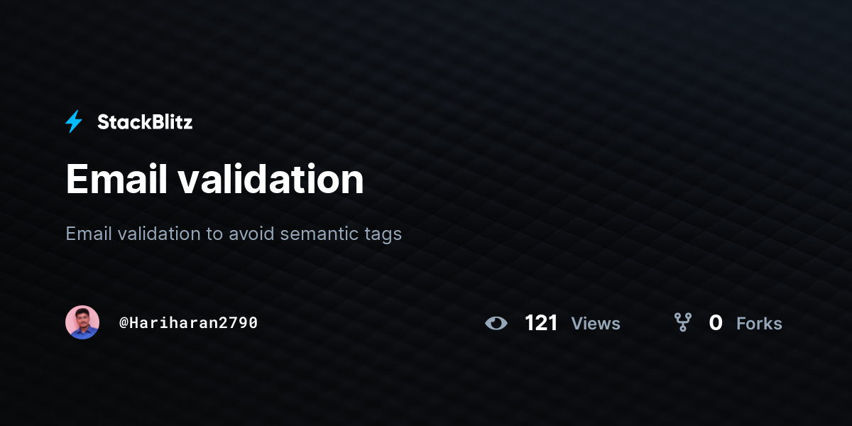 Email validation - StackBlitz
