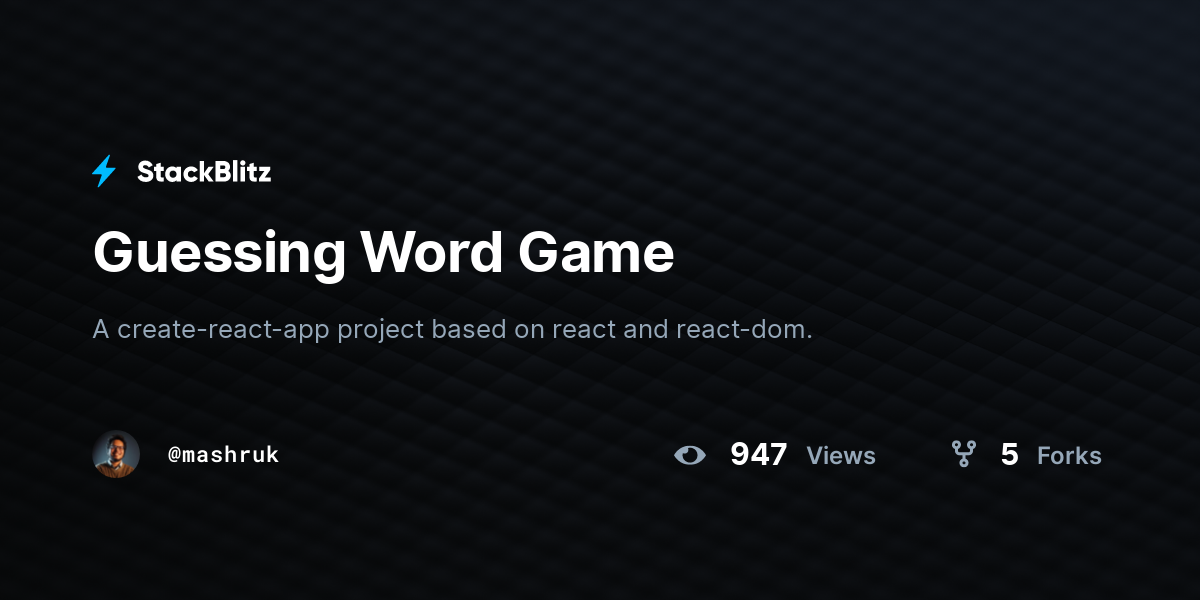 Guessing Word Game - StackBlitz