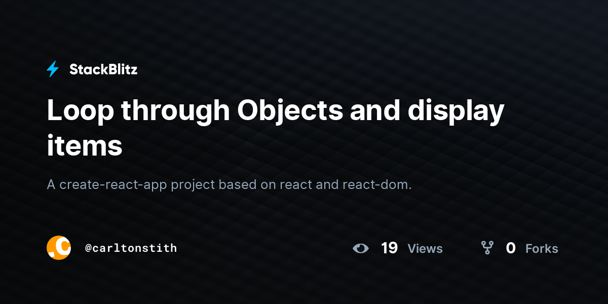 Loop through Objects and display items - StackBlitz