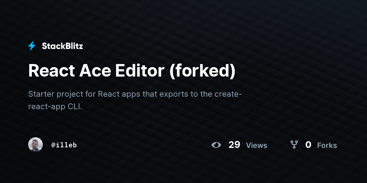 React Ace Editor (forked) - StackBlitz