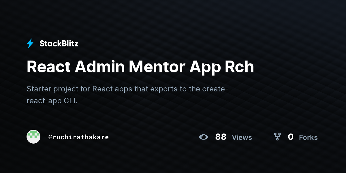 React Admin Mentor App Rch Stackblitz