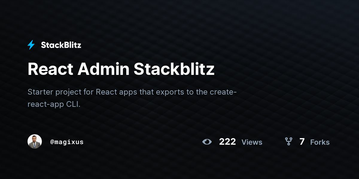 React Admin Stackblitz Stackblitz
