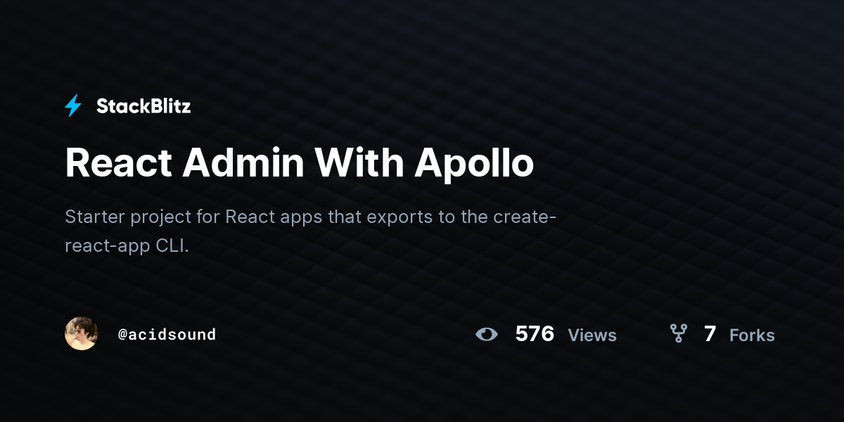 React Admin With Apollo - StackBlitz