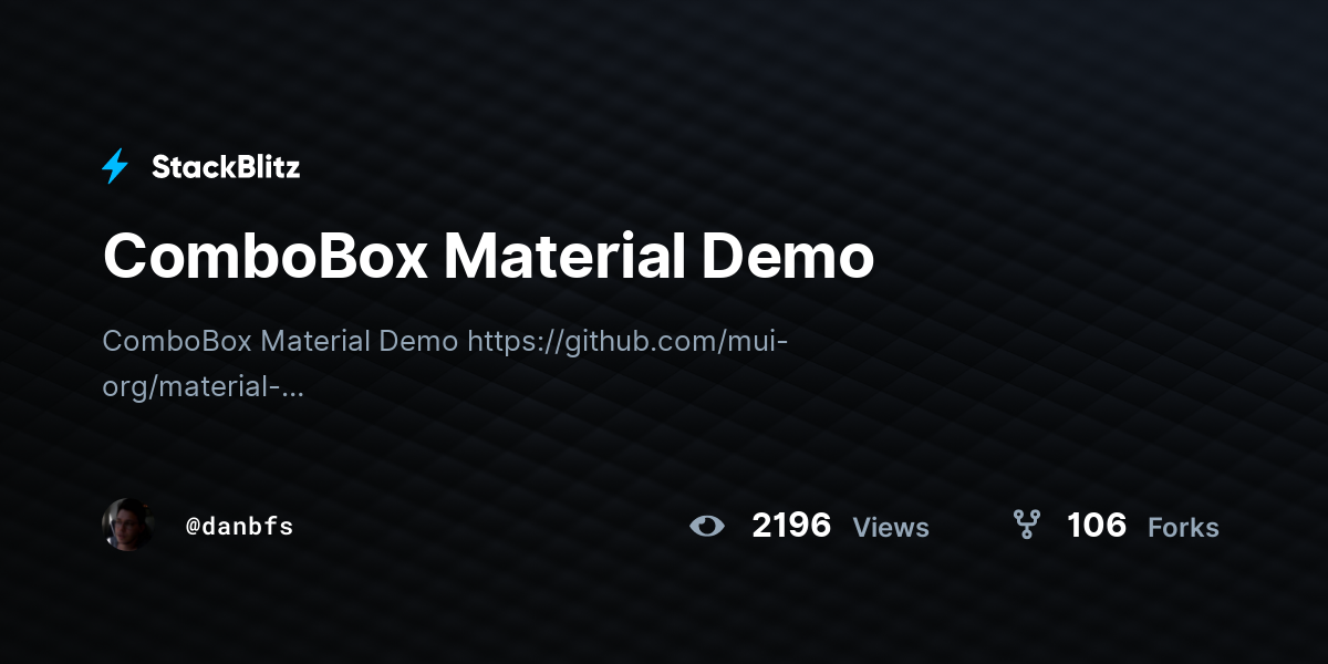 ComboBox Material Demo - StackBlitz ComboBox Material Demo - StackBlitz