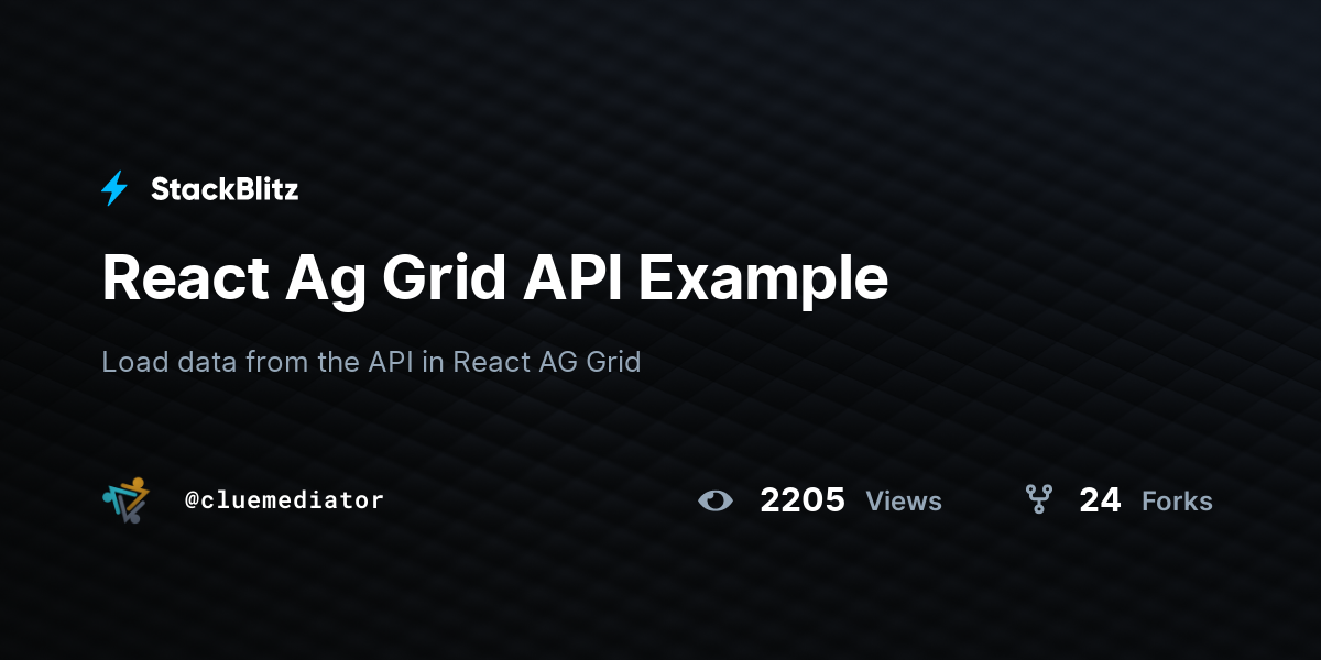 React Ag Grid API Example - StackBlitz