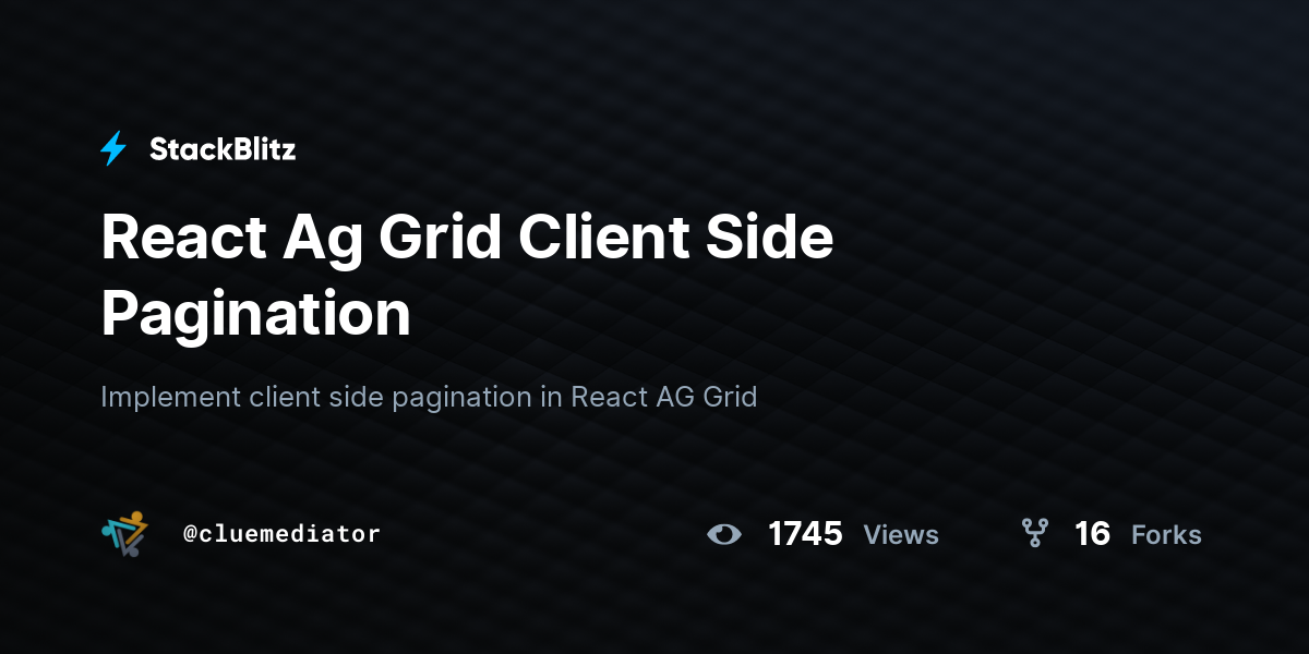 React Ag Grid Client Side Pagination - StackBlitz