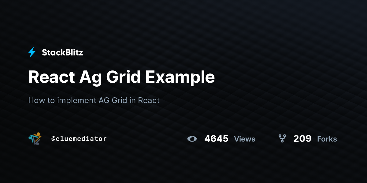 React Ag Grid Example StackBlitz