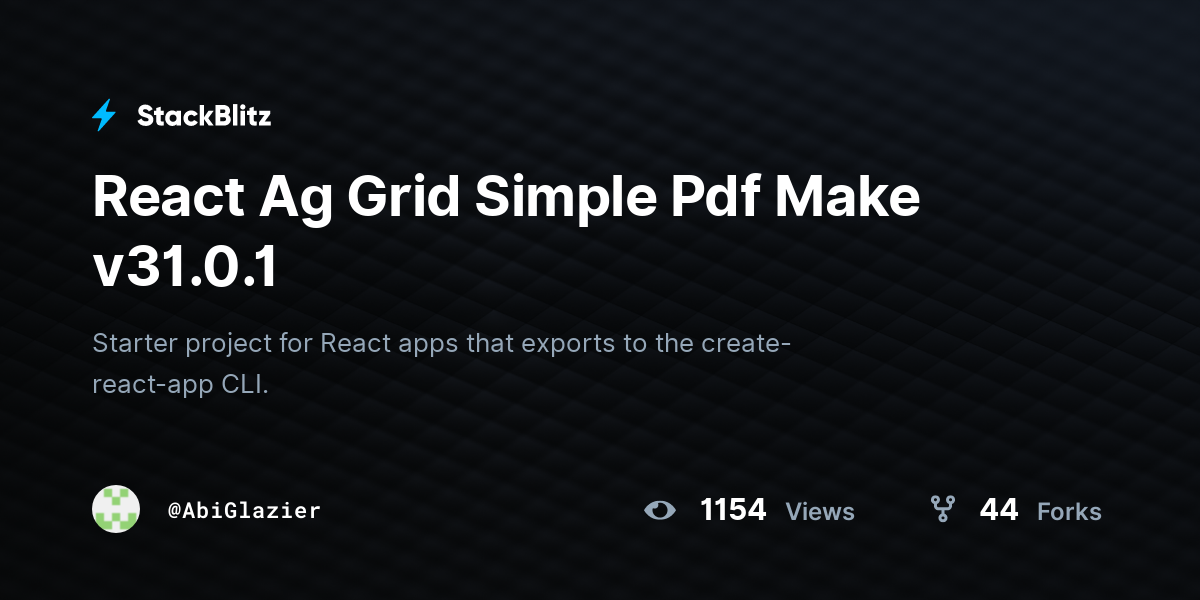 React Ag Grid Simple Pdf Make v31.0.1 - StackBlitz