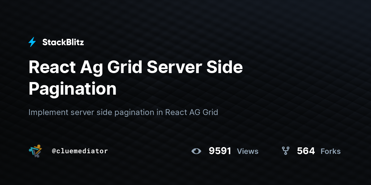 React Ag Grid Server Side Pagination - StackBlitz