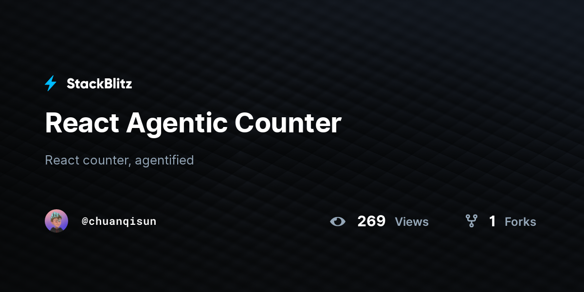 React Agentic Counter - StackBlitz