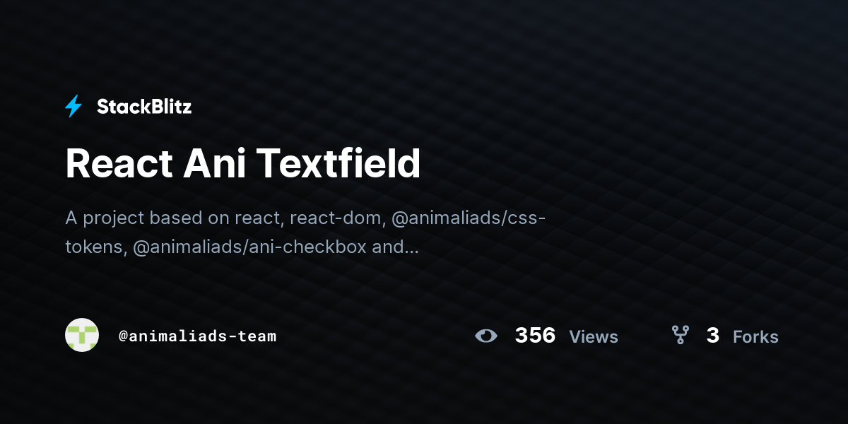 React Ani Textfield - StackBlitz