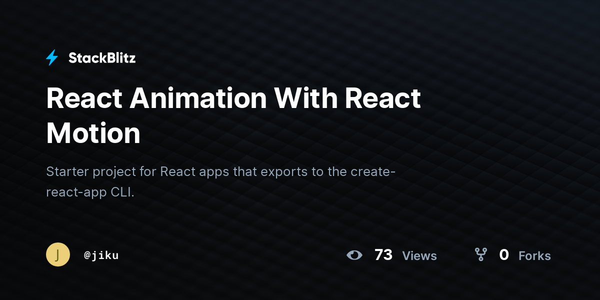 React Animation With React Motion Stackblitz 