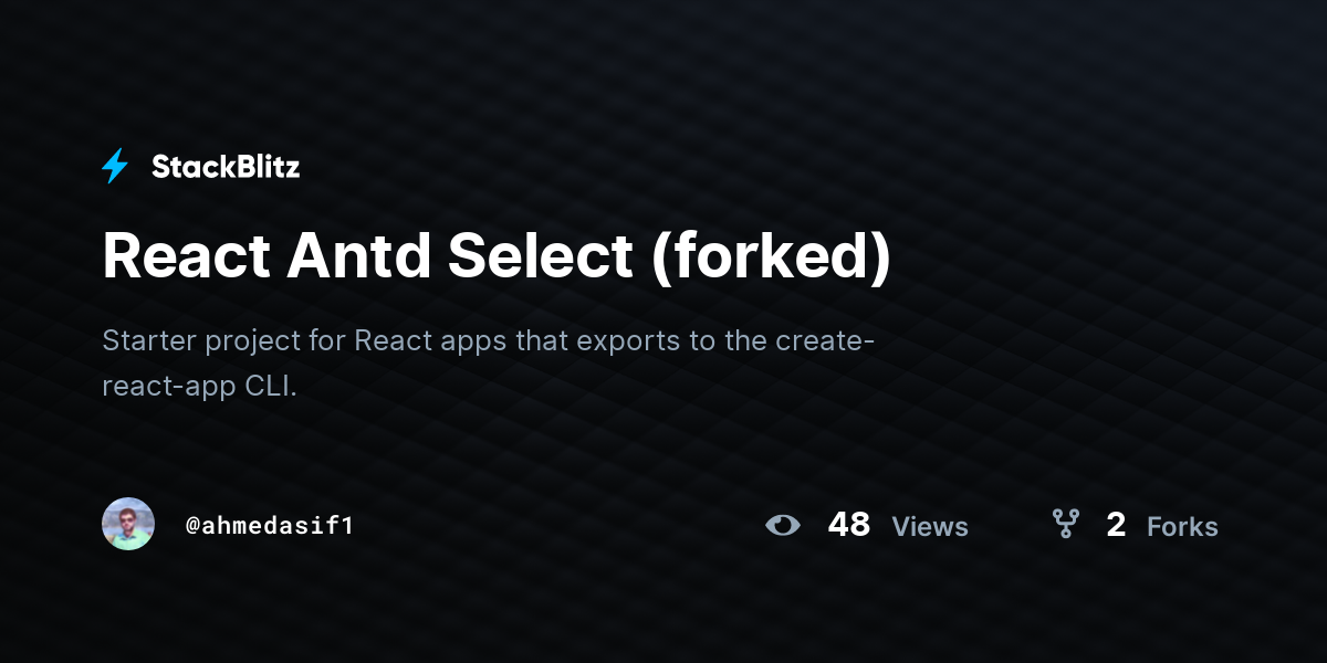 React Antd Select (forked) - StackBlitz React Antd Select (forked) - StackBlitz
