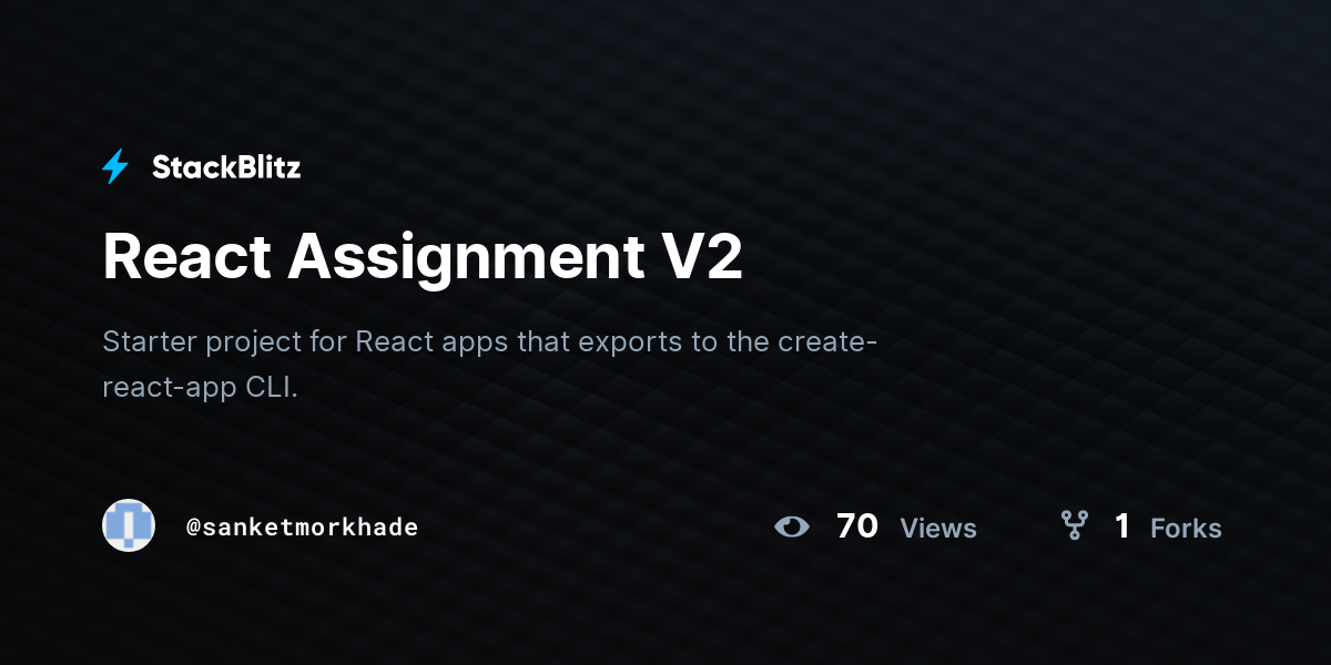 React Assignment V2 - StackBlitz