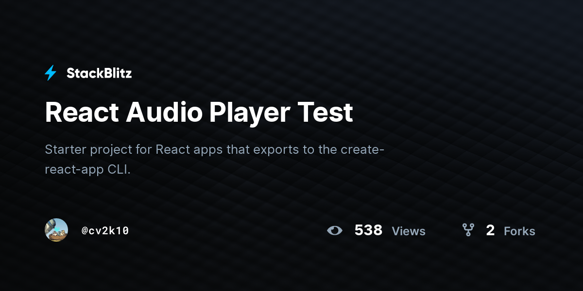 React Audio Player Test - StackBlitz