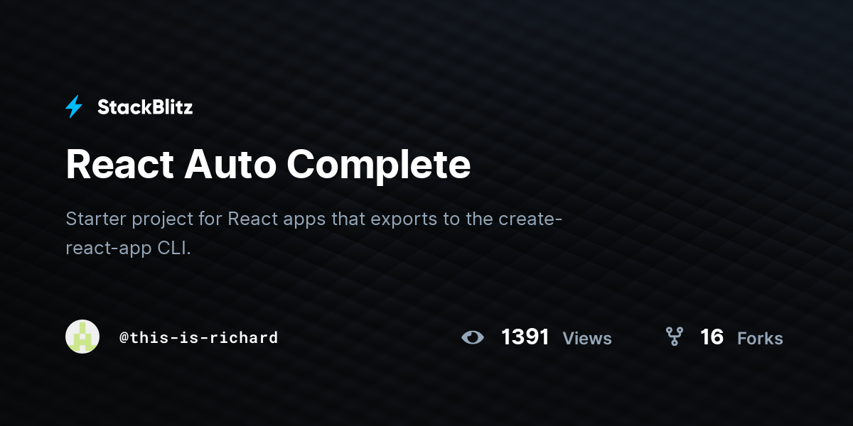 React Auto Complete - StackBlitz