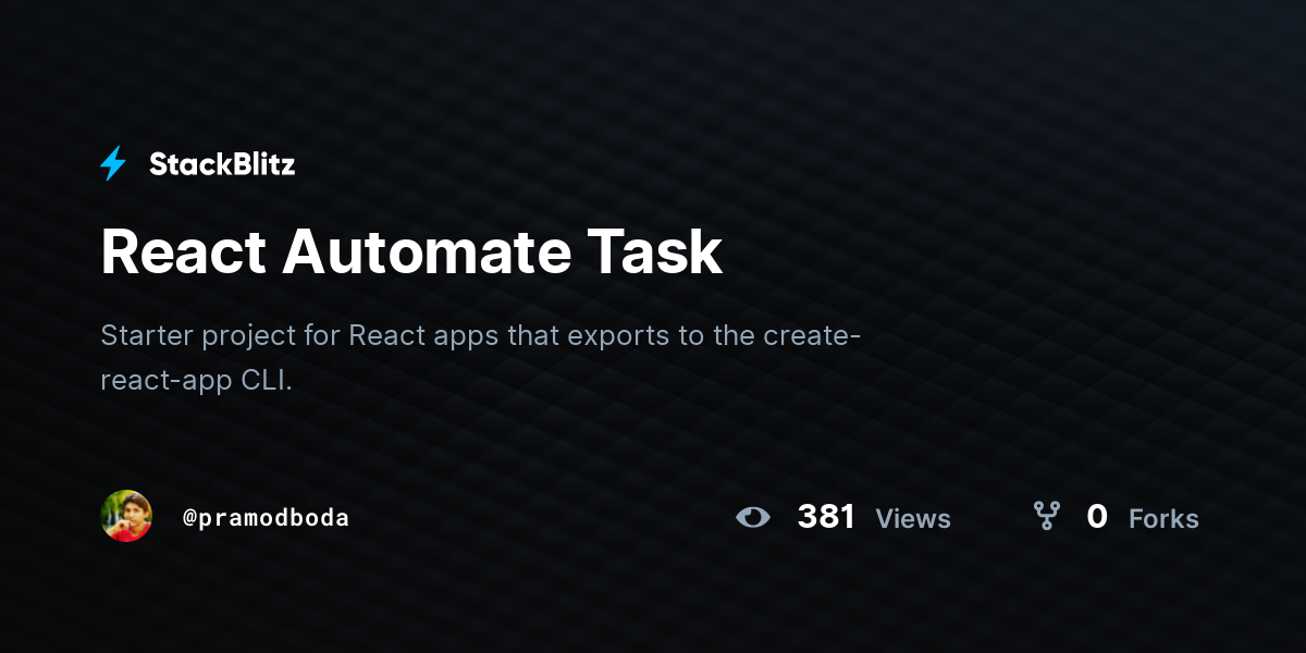 React Automate Task - StackBlitz