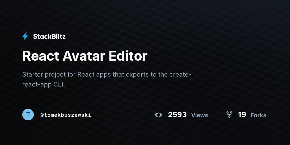 React Avatar Editor - StackBlitz React Avatar Editor - StackBlitz