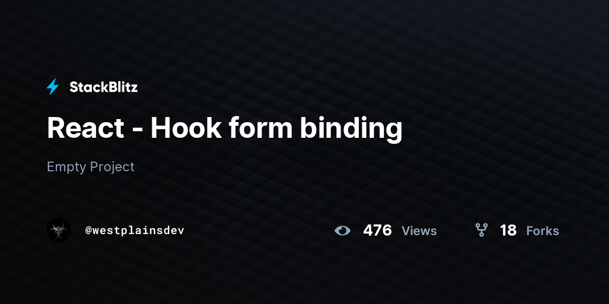 React - Hook form binding - StackBlitz