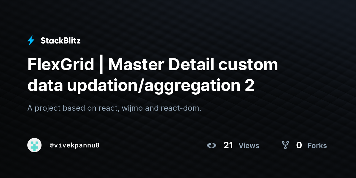 FlexGrid | Master Detail custom data updation/aggregation 2 - StackBlitz