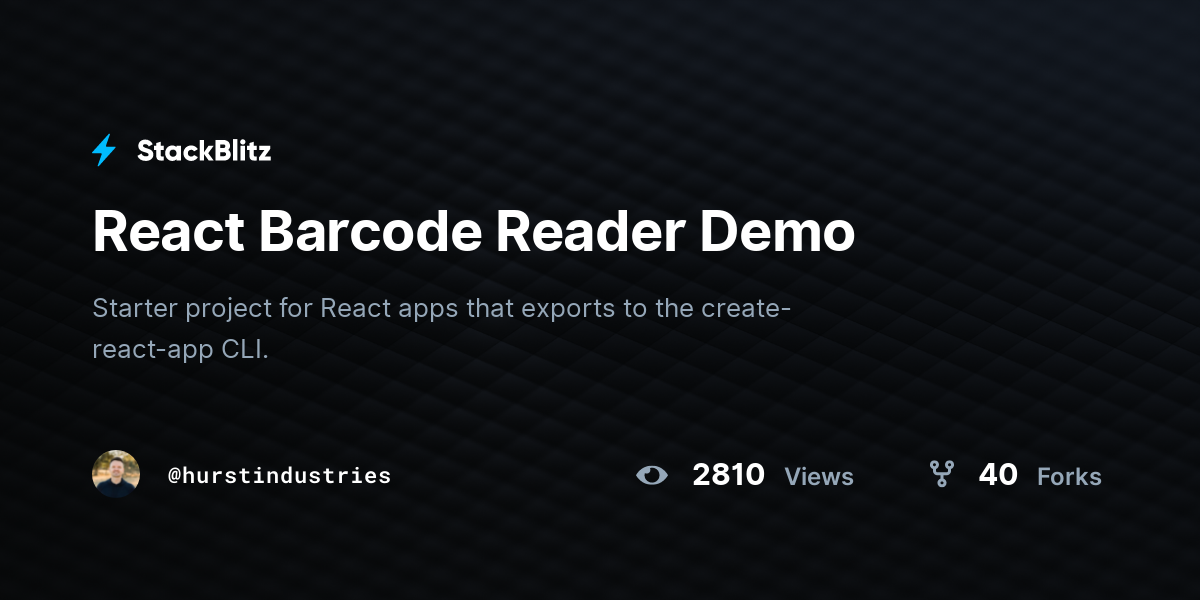 React Barcode Reader Demo Stackblitz