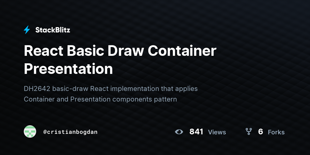 React Basic Draw Container Presentation - StackBlitz