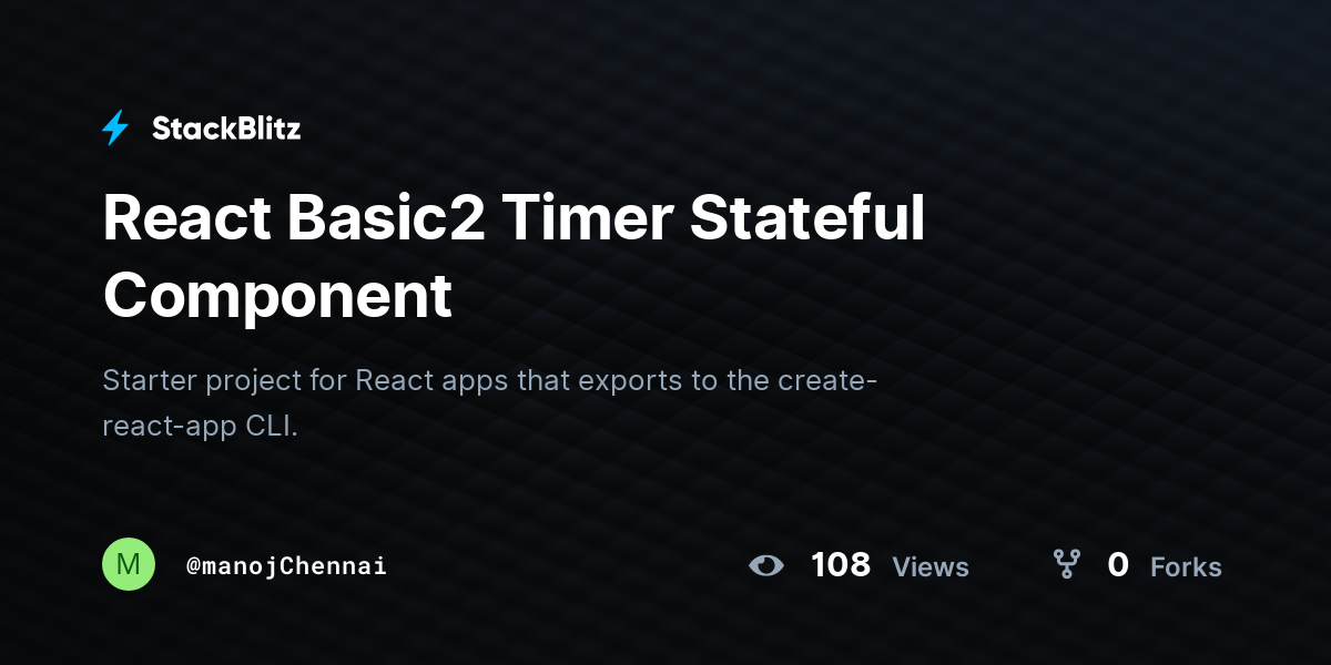 React Basic2 Timer Stateful Component - StackBlitz