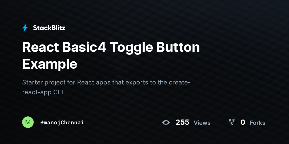 React Basic4 Toggle Button Example - StackBlitz