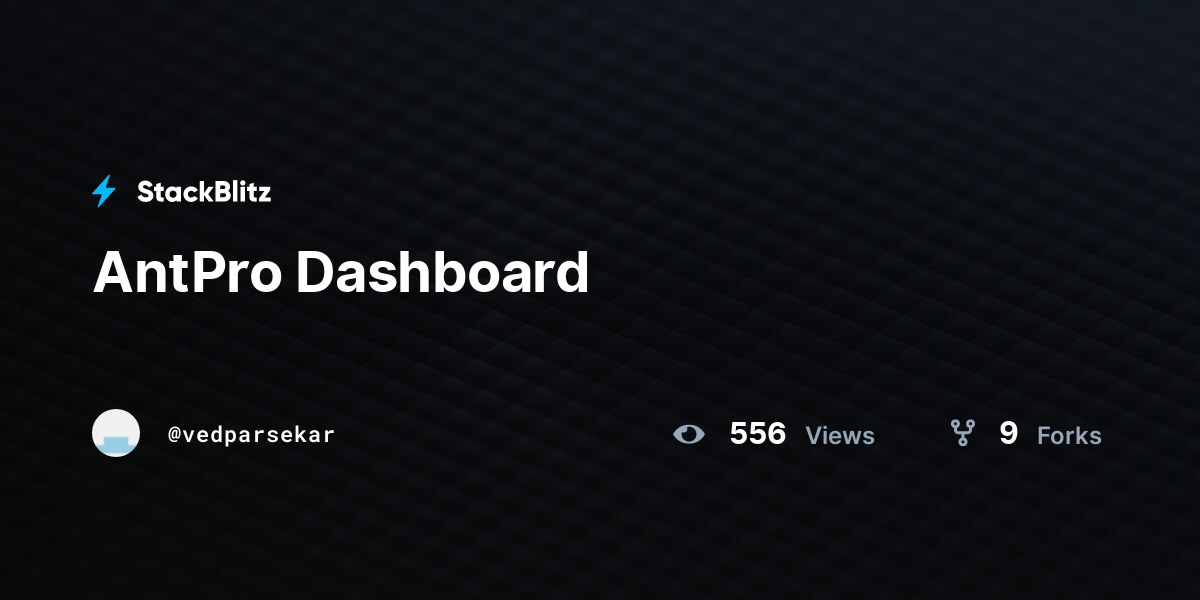 AntPro Dashboard - StackBlitz