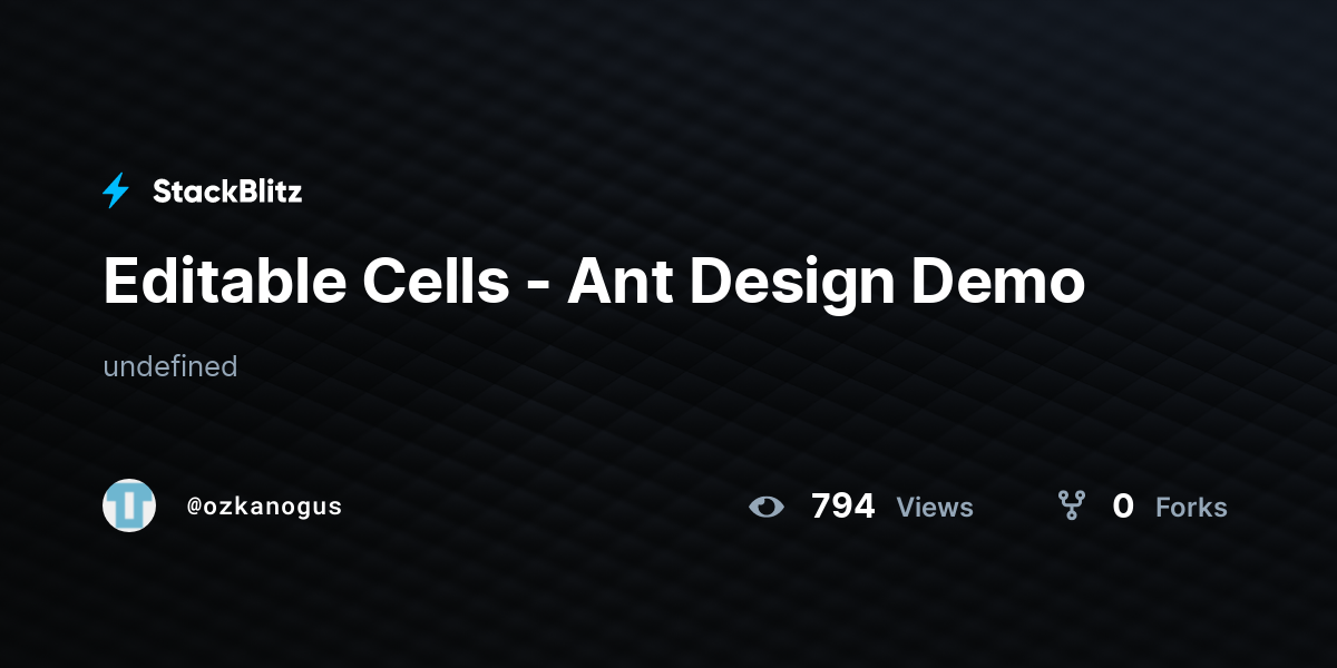 Editable Cells - Ant Design Demo - StackBlitz