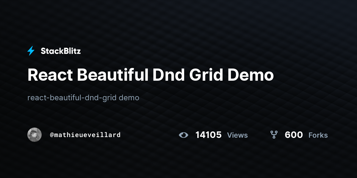 React Beautiful Dnd Grid Demo - StackBlitz