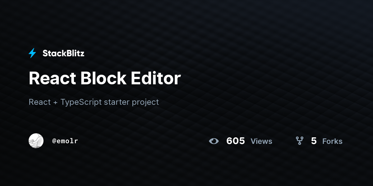 React Block Editor Stackblitz