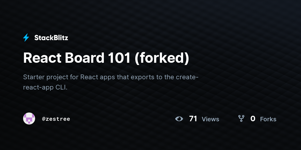 React Board 101 Forked Stackblitz