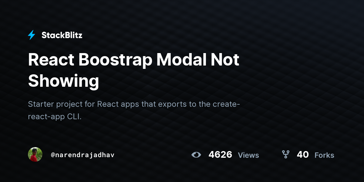React Boostrap Modal Not Showing - StackBlitz