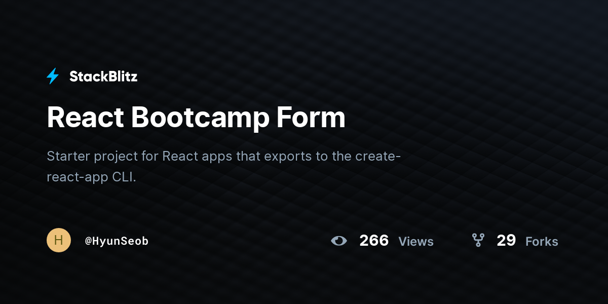 React Bootcamp Form - StackBlitz