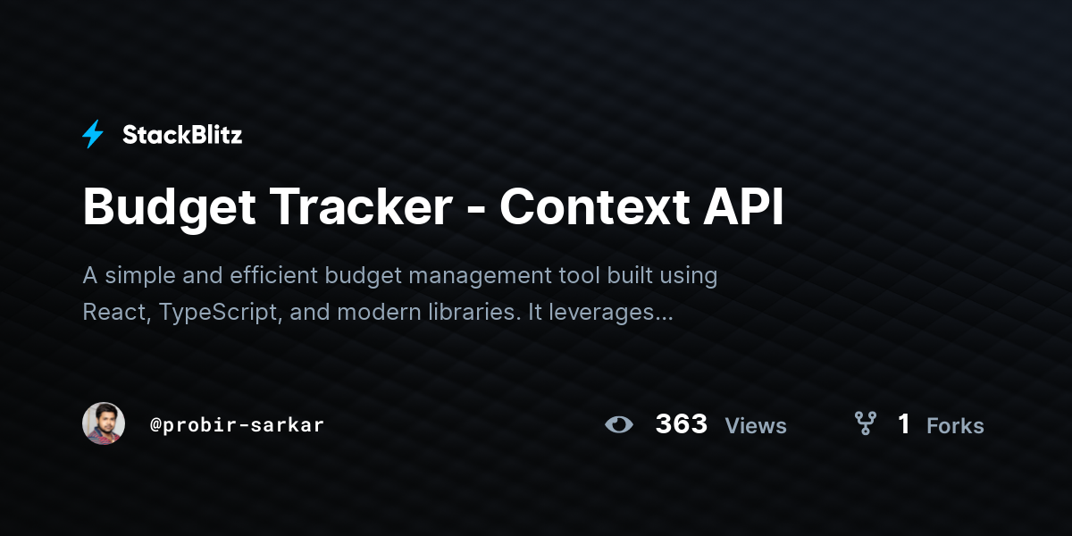 Budget Tracker - Context API - StackBlitz