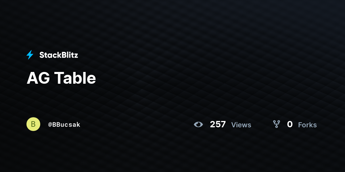AG Table - StackBlitz