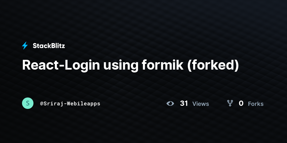 React-Login using formik (forked) - StackBlitz