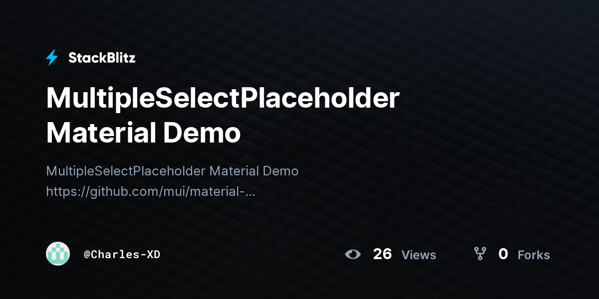 MultipleSelectPlaceholder Material Demo - StackBlitz