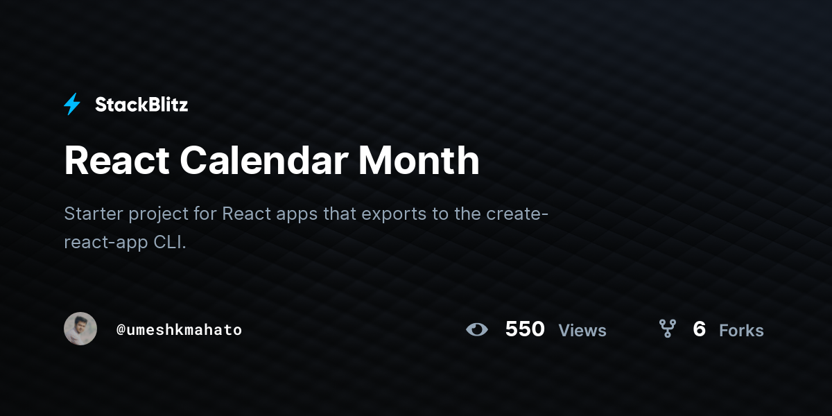 React Calendar Month - StackBlitz