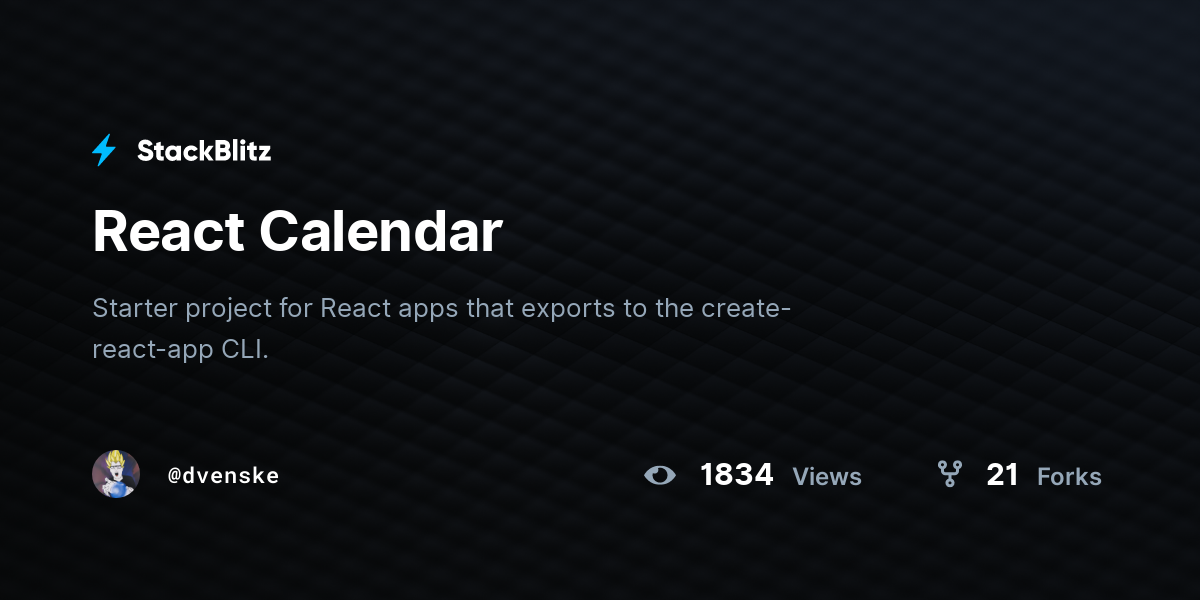 React Calendar - StackBlitz