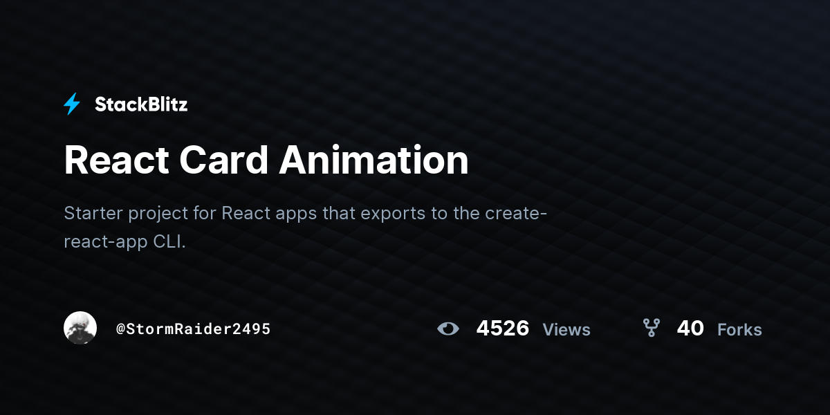 React Card Animation - StackBlitz
