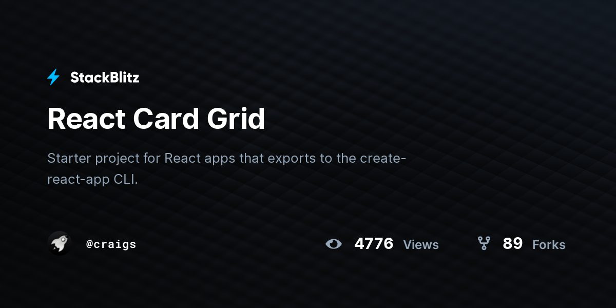 React Card Grid - StackBlitz