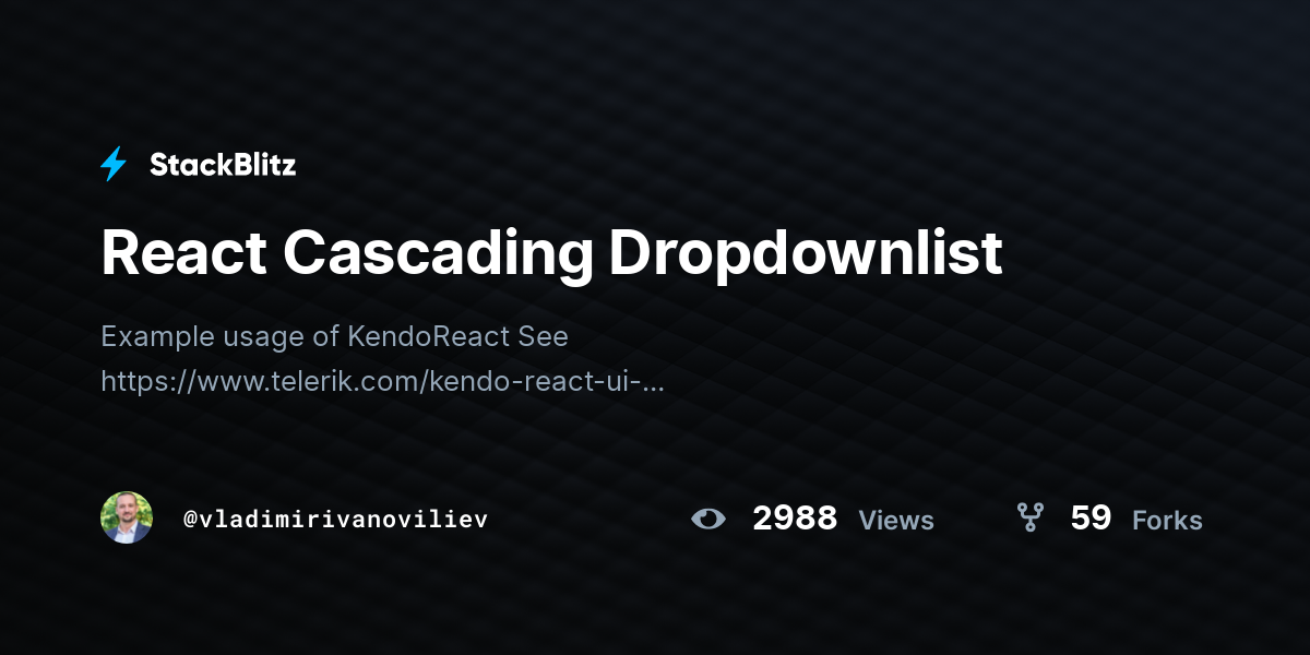 React Cascading Dropdownlist - StackBlitz React Cascading Dropdownlist - StackBlitz