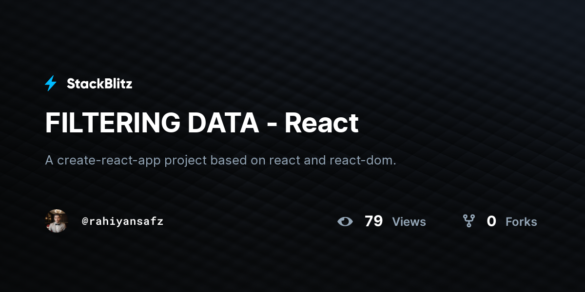FILTERING DATA - React - StackBlitz