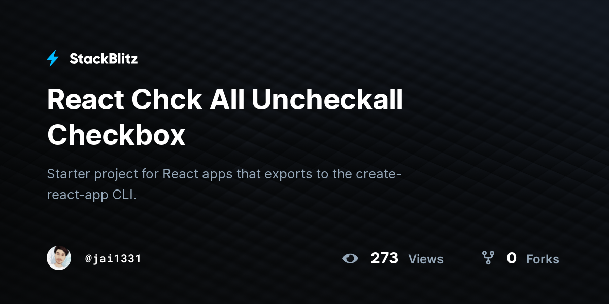 React Chck All Uncheckall Checkbox - StackBlitz