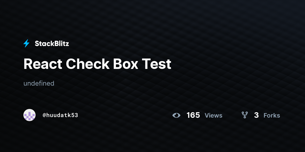 React Check Box Test - StackBlitz